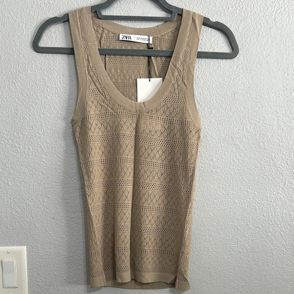 Zara | Tops | Zara Tan Ribbed Knit Sleeveless Tank Top | Poshmark